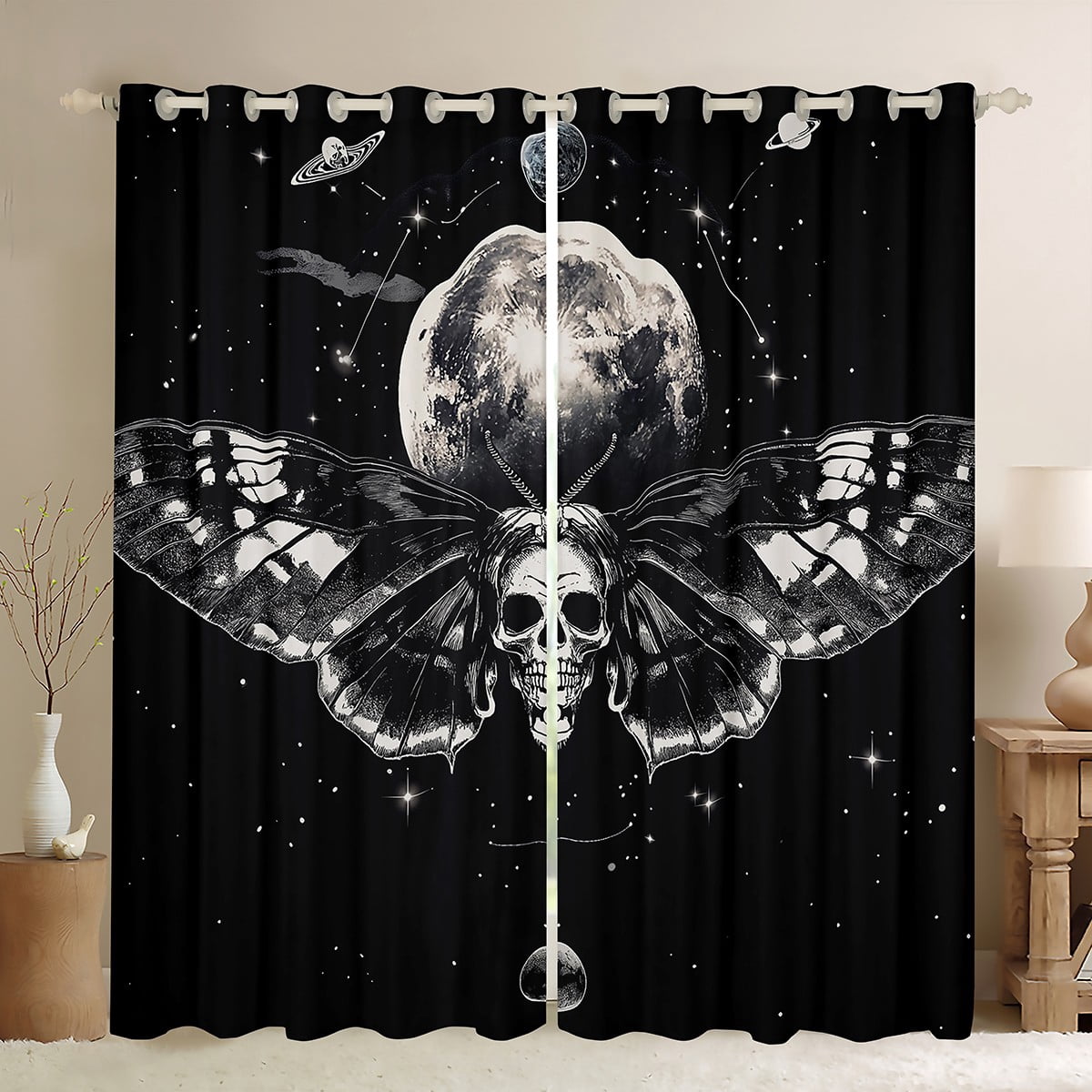 Death Moth Curtains for Adult Gothic Style 30%-50% Blackout Curtains ...