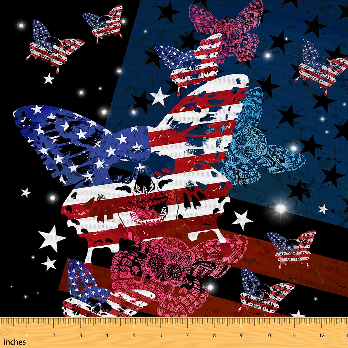 Death Moth Fabric By The Yard,American Flag Upholstery Fabric,Butterfly ...