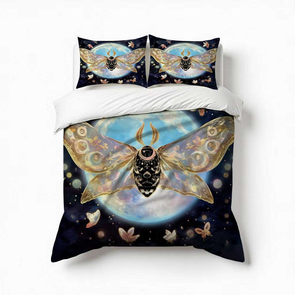 Death Moth Moon Bedding Set 3 Pcs Soft Microfiber Quilt Cover For ...