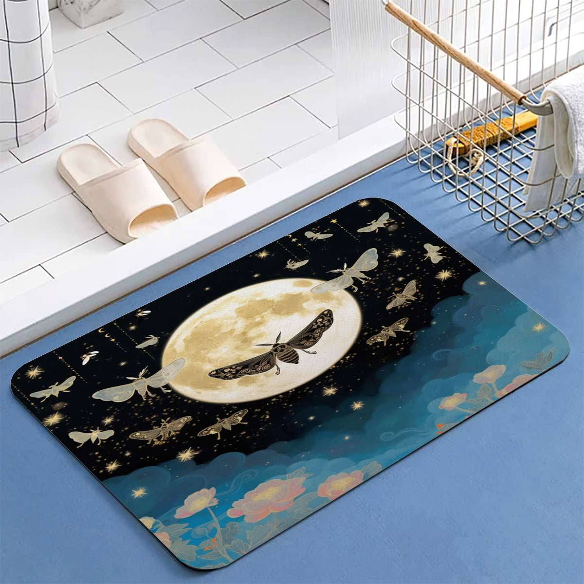 Death Moth Moon Diatomite Bath Mats Bathroom Absorbent Anti Slip Floor ...