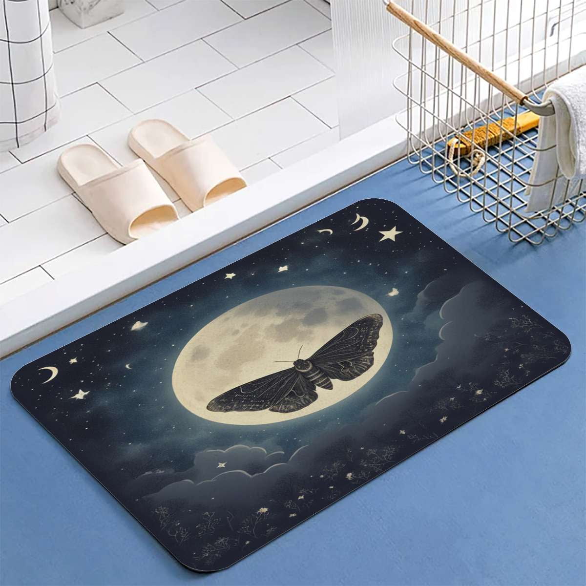 Death Moth Moon Diatomite Bath Mats Bathroom Absorbent Anti Slip Floor ...
