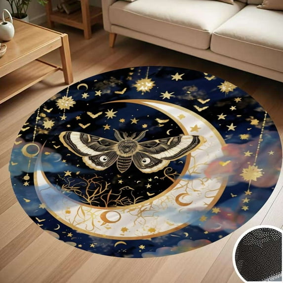 Death Moth Moon Round Carpet Living Room Bedroom Home Decoration Coffee ...