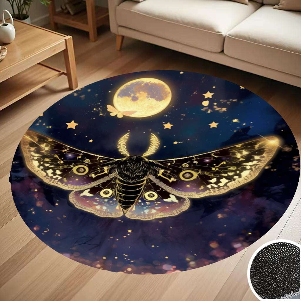 Death Moth Moon Round Carpet Living Room Bedroom Home Decoration Coffee ...