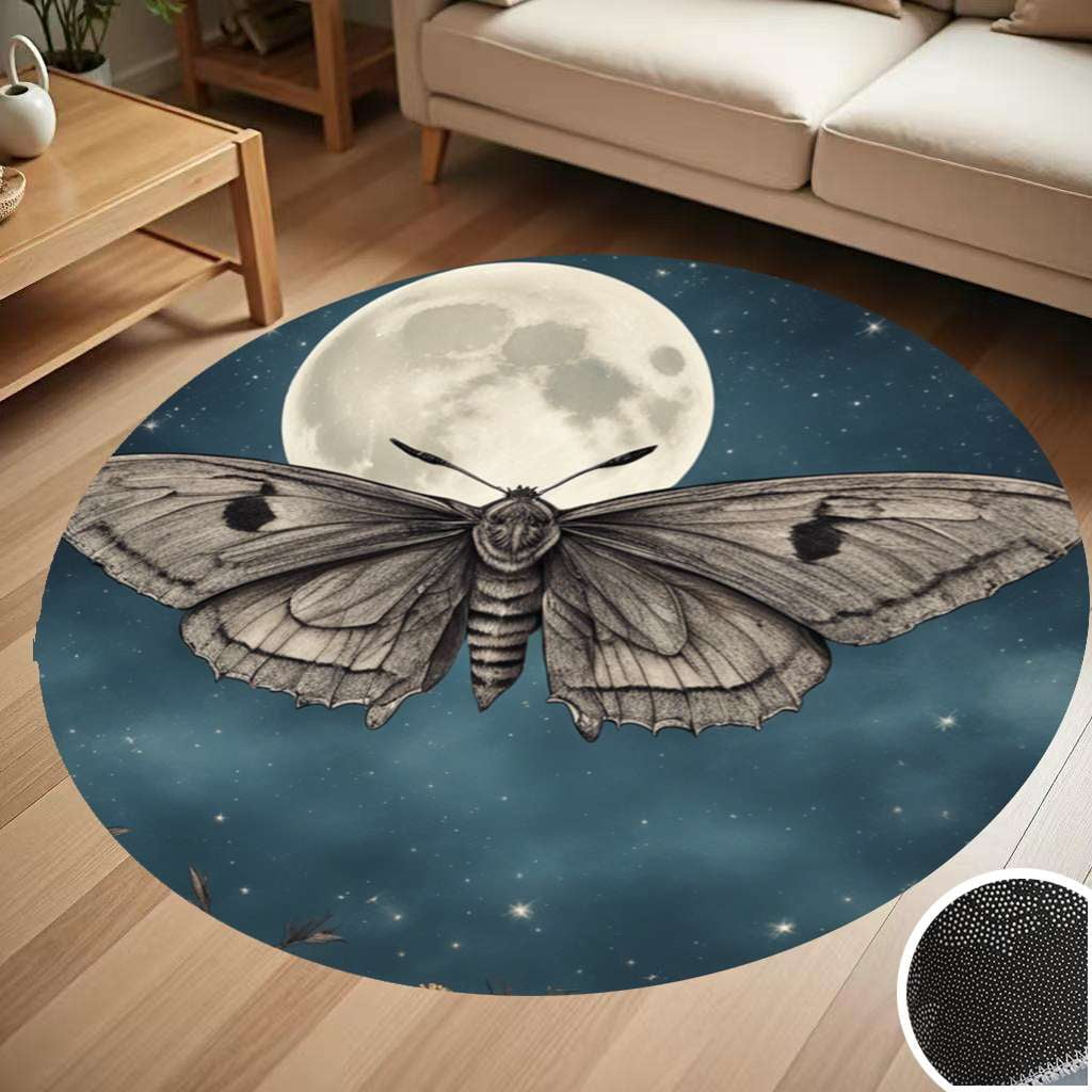 Death Moth Moon Round Carpet Living Room Bedroom Home Decoration Coffee ...