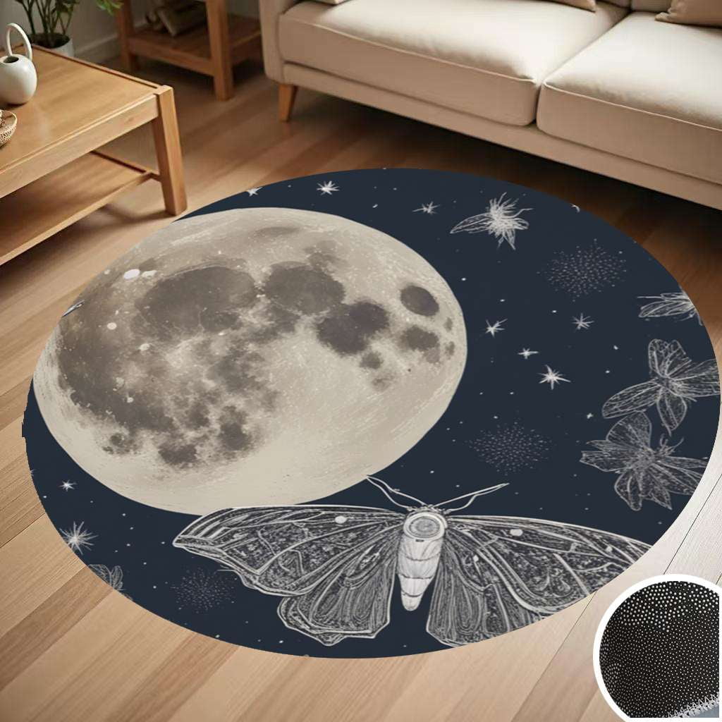 Death Moth Moon Round Carpet Living Room Bedroom Home Decoration Coffee ...
