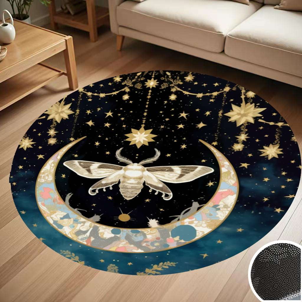 Death Moth Moon Round Carpet Living Room Bedroom Home Decoration Coffee ...