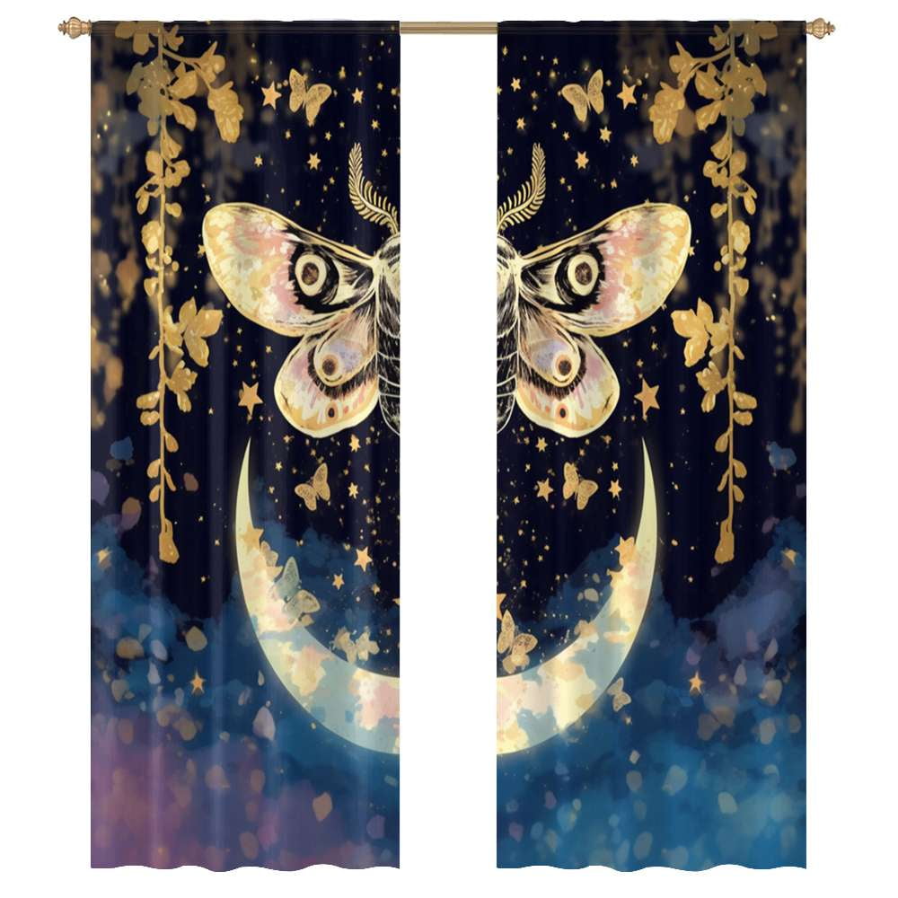 Death Moth Moon Sheer Voile Curtain Window Tulle Curtains For Living ...