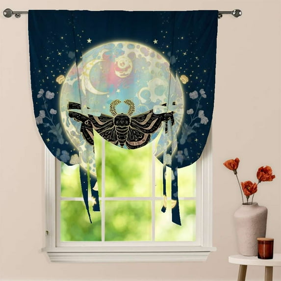 Death Moth Moon Window Curtain for Living Room Roman Curtain Kitchen ...