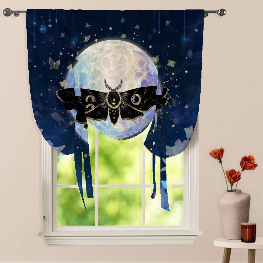 Death Moth Moon Window Curtain for Living Room Roman Curtain Kitchen ...