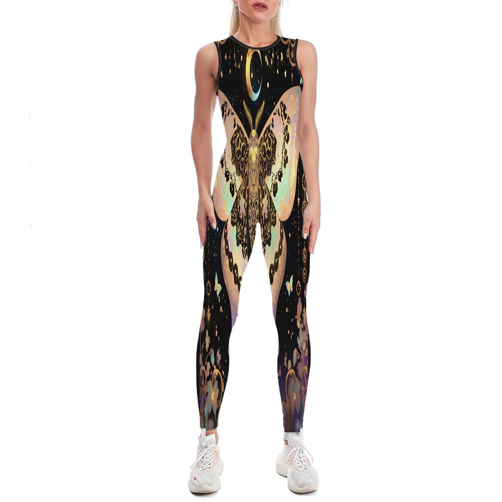 Death Moth Moon Women's One Piece Yoga Jumpsuits Leggings Playsuit Gym ...