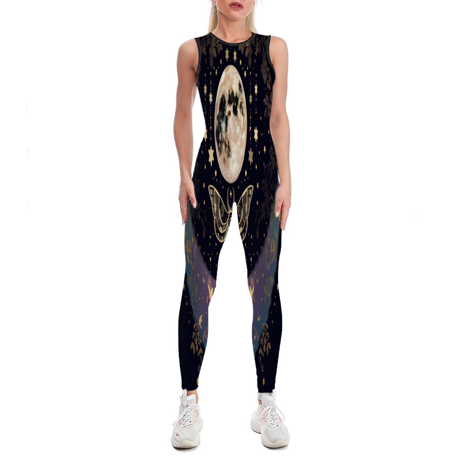 Death Moth Moon Women's One Piece Yoga Jumpsuits Leggings Playsuit Gym ...