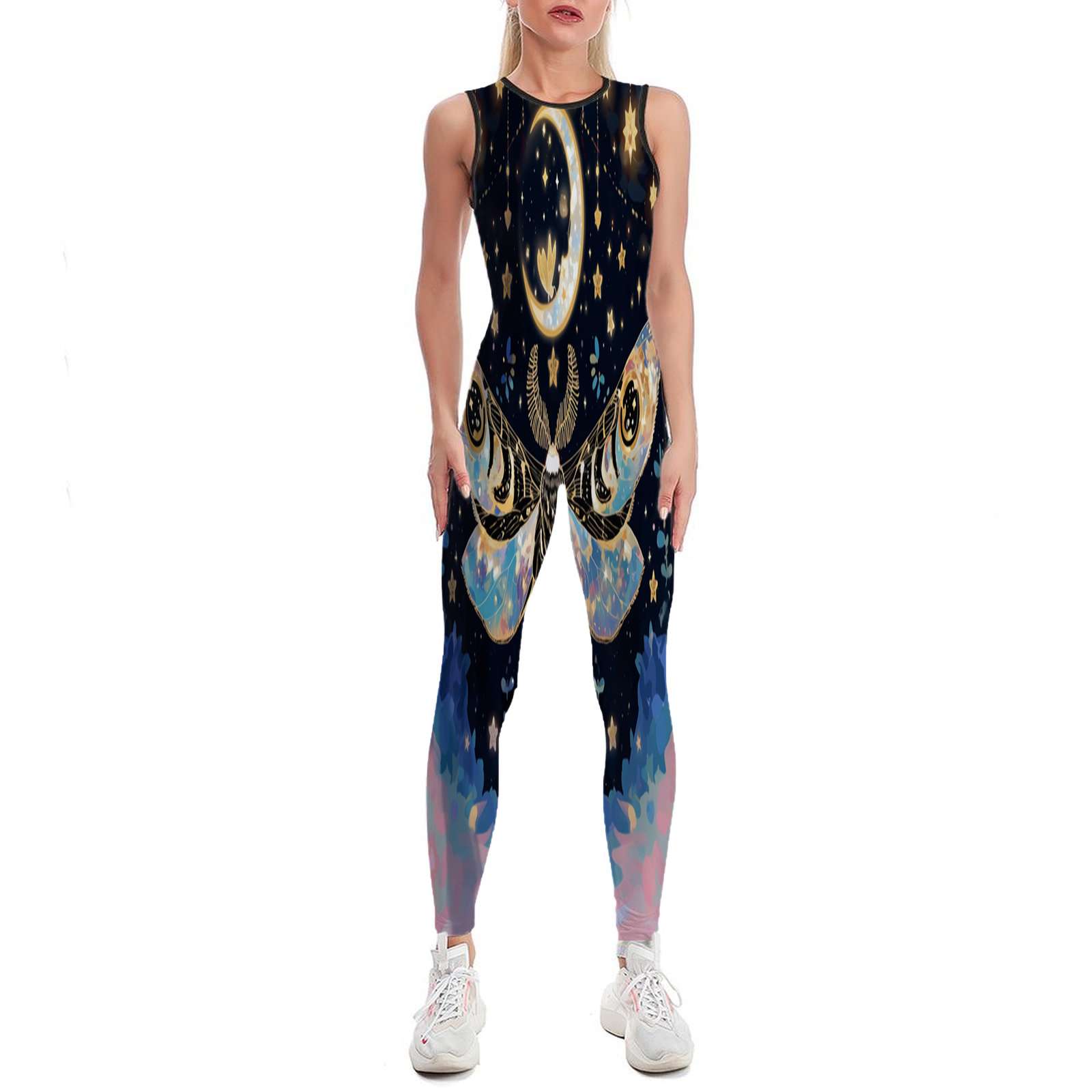 Death Moth Moon Women's One Piece Yoga Jumpsuits Leggings Playsuit Gym ...