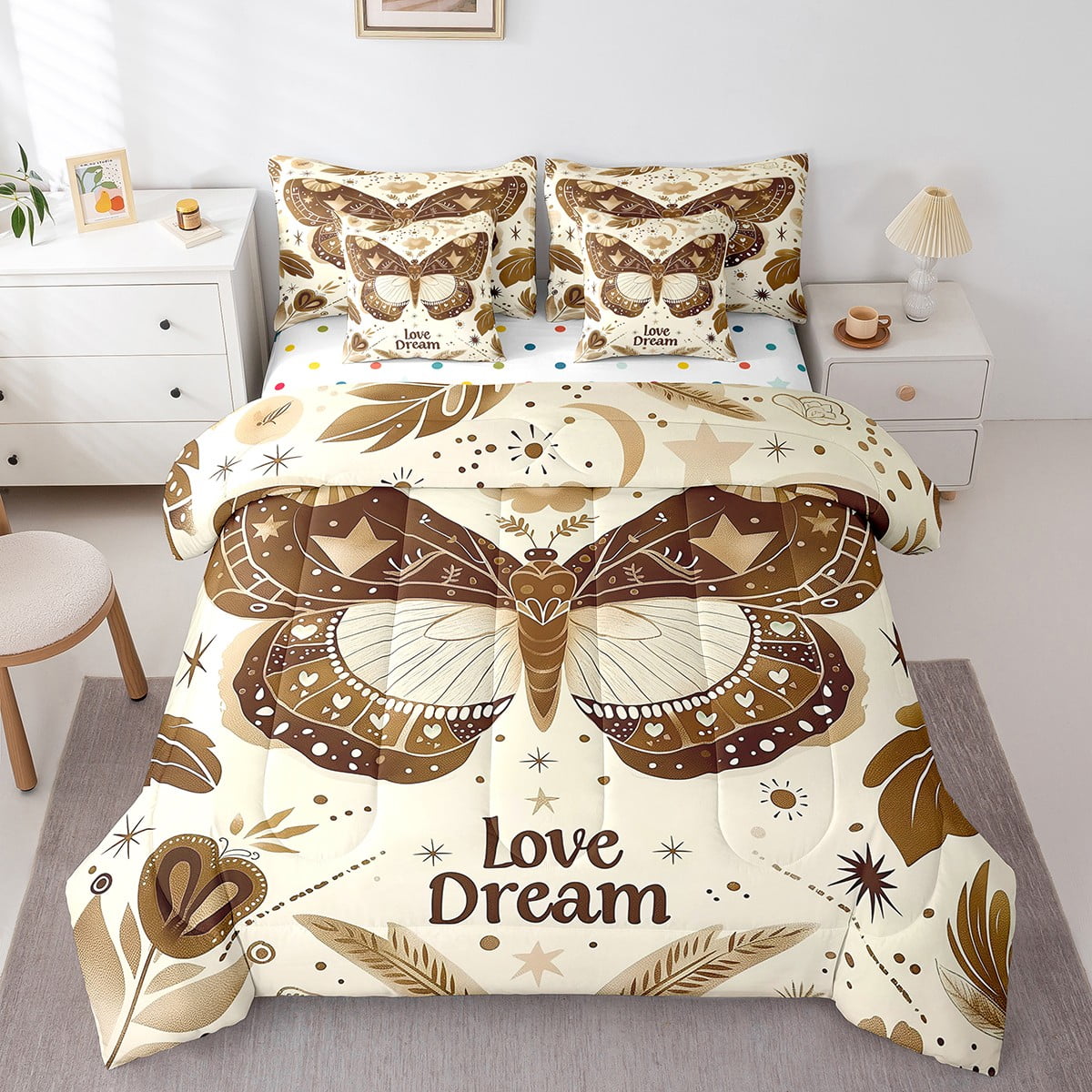 Death Moth Queen Bed in a Bag for Adult Women Teen 7 Piece Gothic Style ...