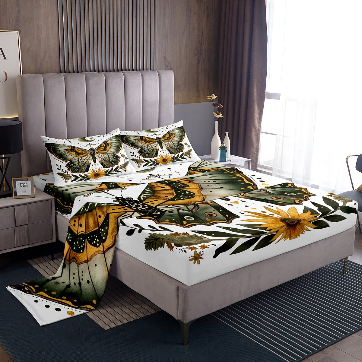 Death Moth Sheets Full Size Western Farmhouse Moth Print Bed Sheets for ...