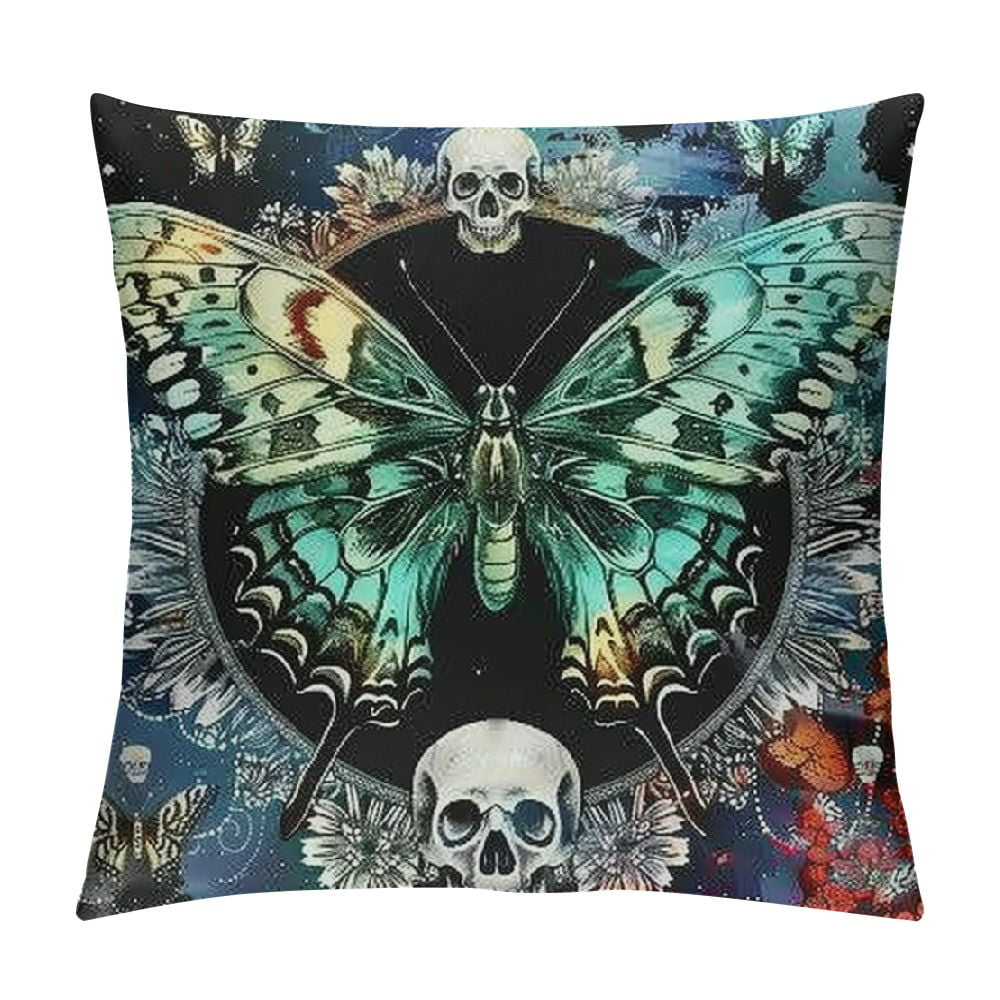 Death Moth Throw Pillow Covers Soft Skull Decor Pillow Cases Cushion ...