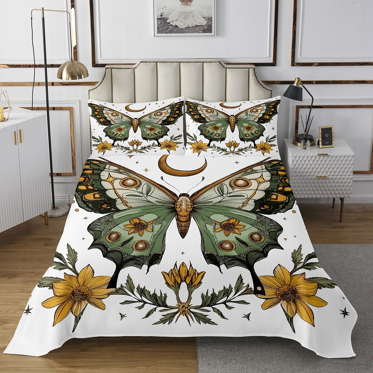 Death Moth Twin Quilt Set for Adult Gothic Style Bedspread Western ...