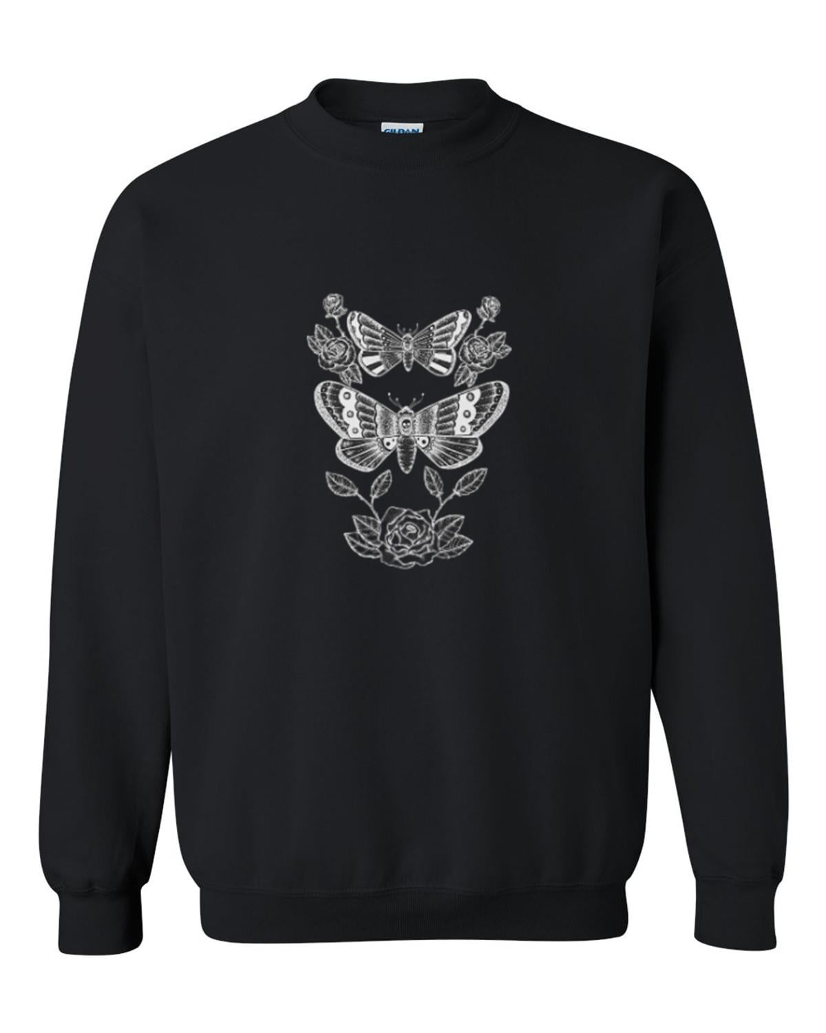 Death Moths White Print Sweatshirt with Dark Graphic Theme, for men ...