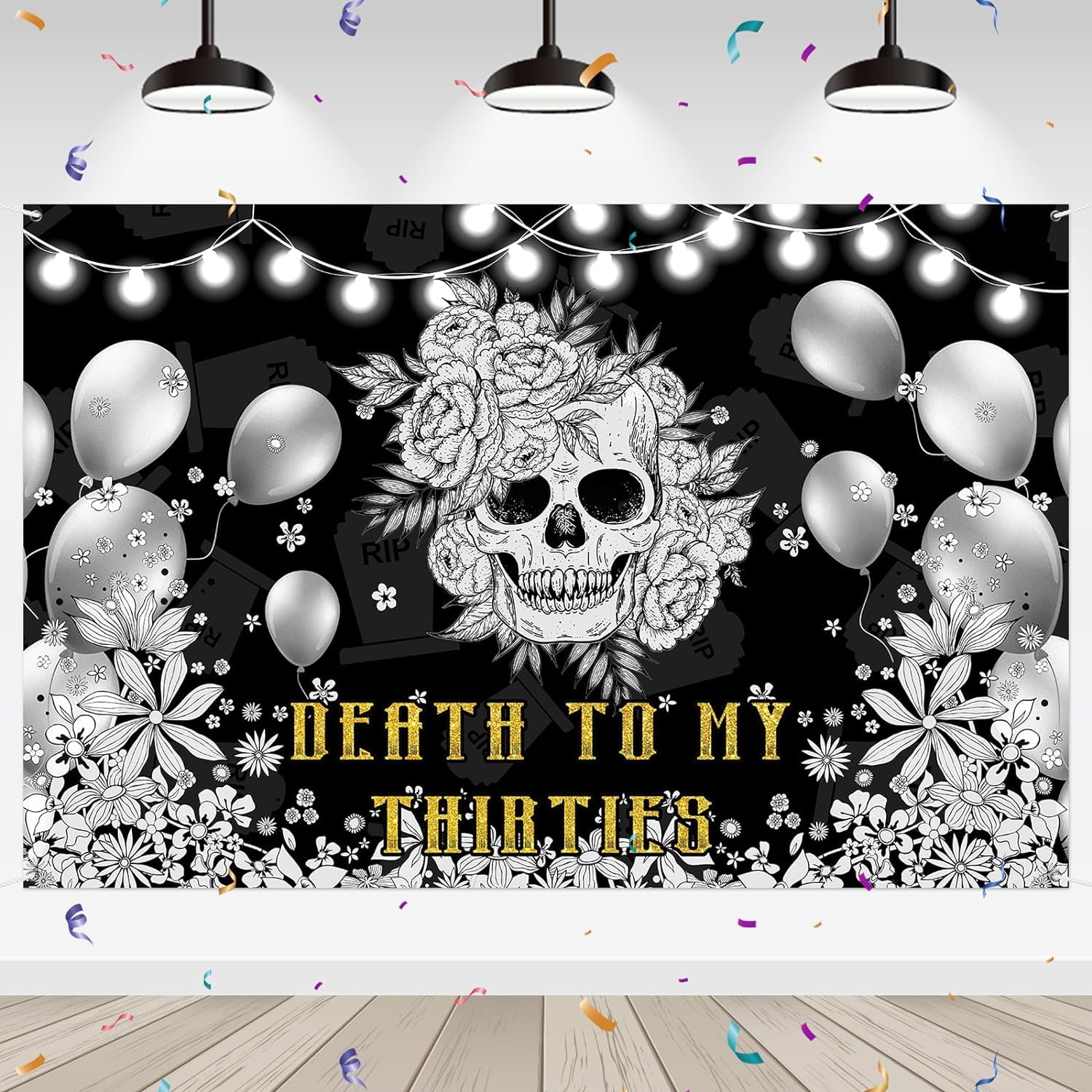 Death to My Thirties Backdrop Skull Funeral 40th Birthday Photography ...