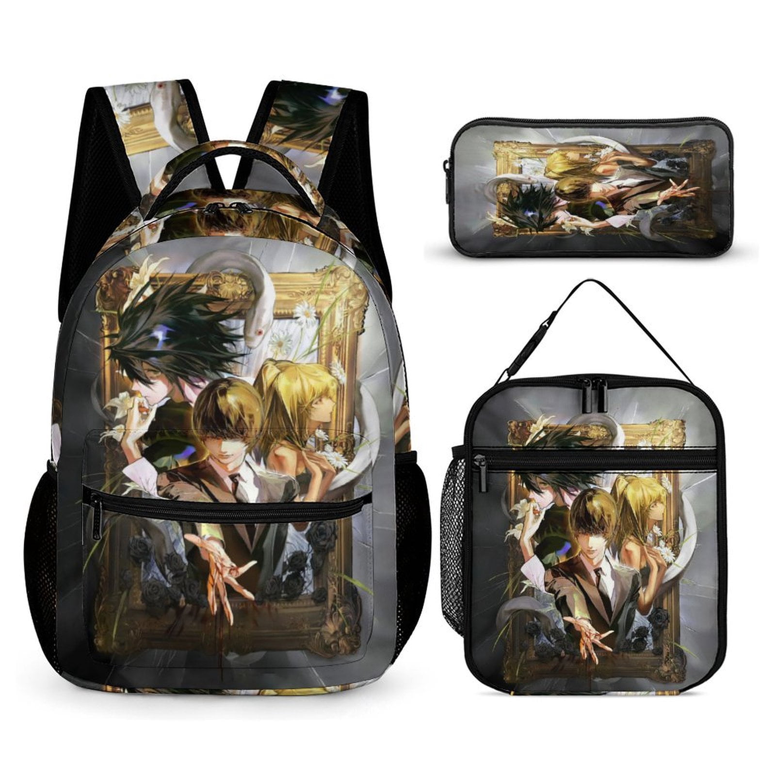 Death N0-te Backpack Set with Pocket Backpacks with Pencil Case & Lunch ...