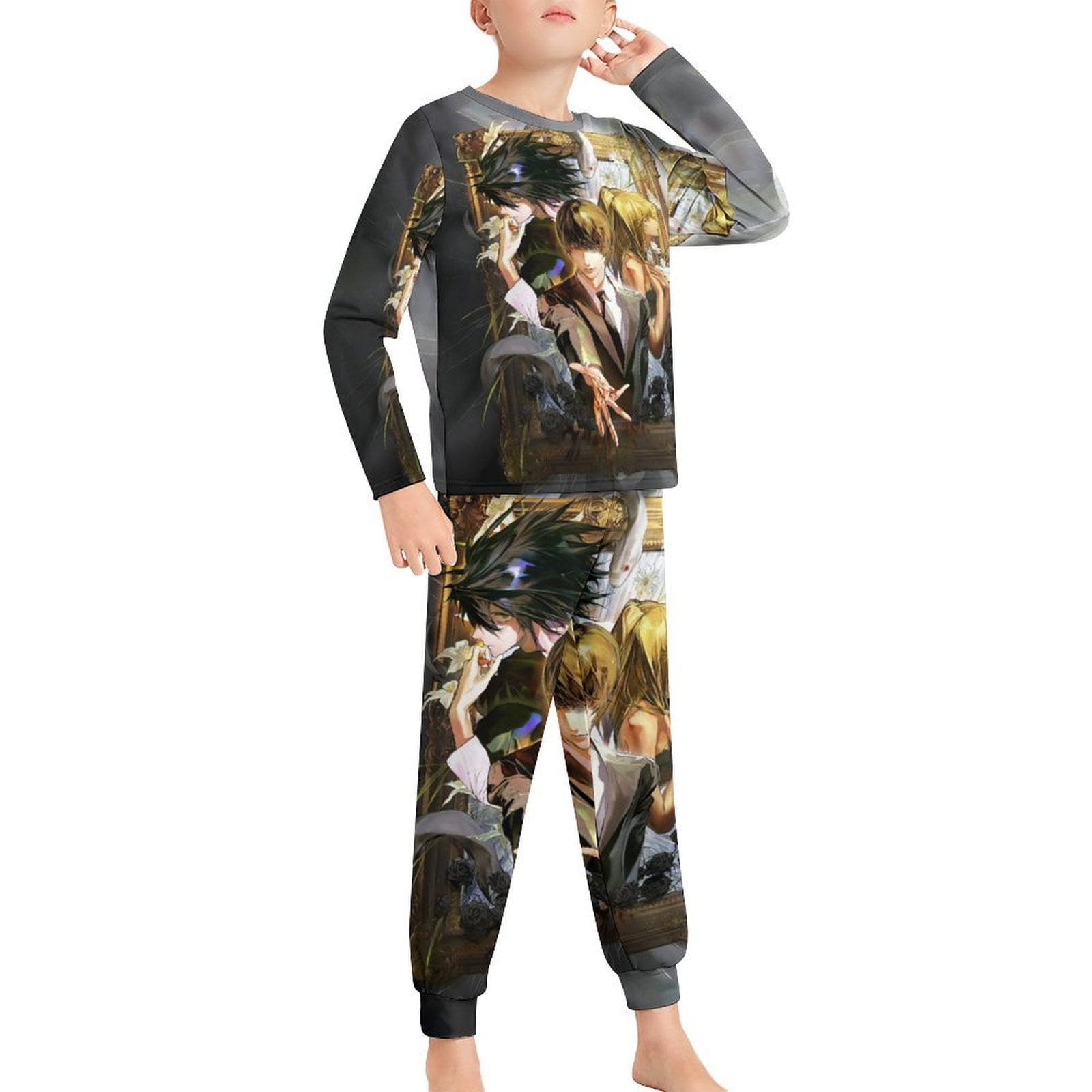 Death N0-te Costumes T Shirt Set Crewneck Tee Shirt Pants Set Cartoon ...
