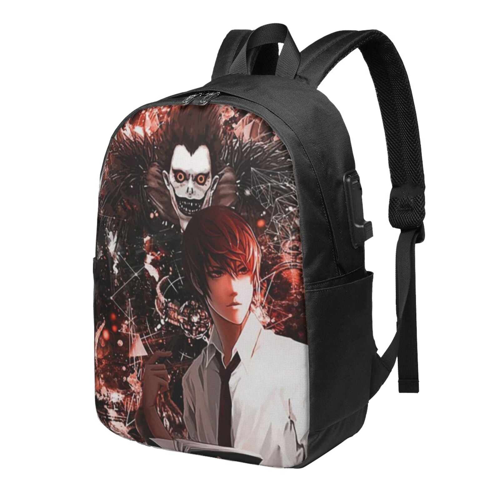 Death Note Backpack with USB Charging Port, 17 Inch Laptop Backpack ...