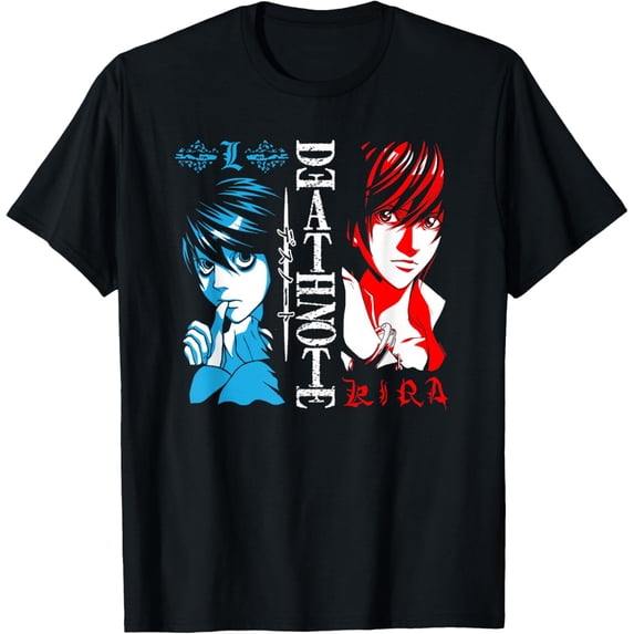 Death Note Blue and Red L vs Light Face Off Anime T-Shirt Cotton Short ...