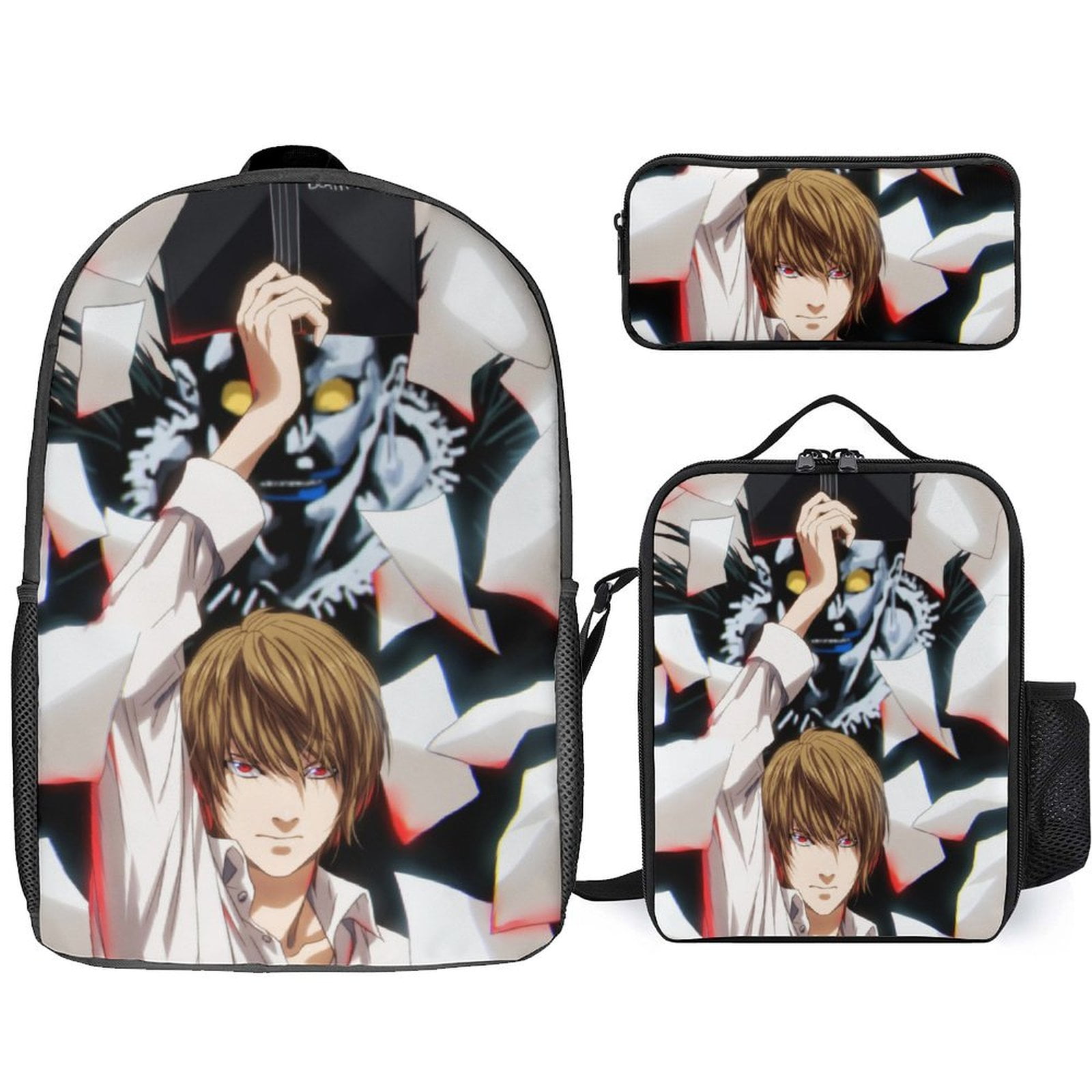 Death Note Characters Schoolbag With Lunch Bag Pencil Case Set Unisex ...