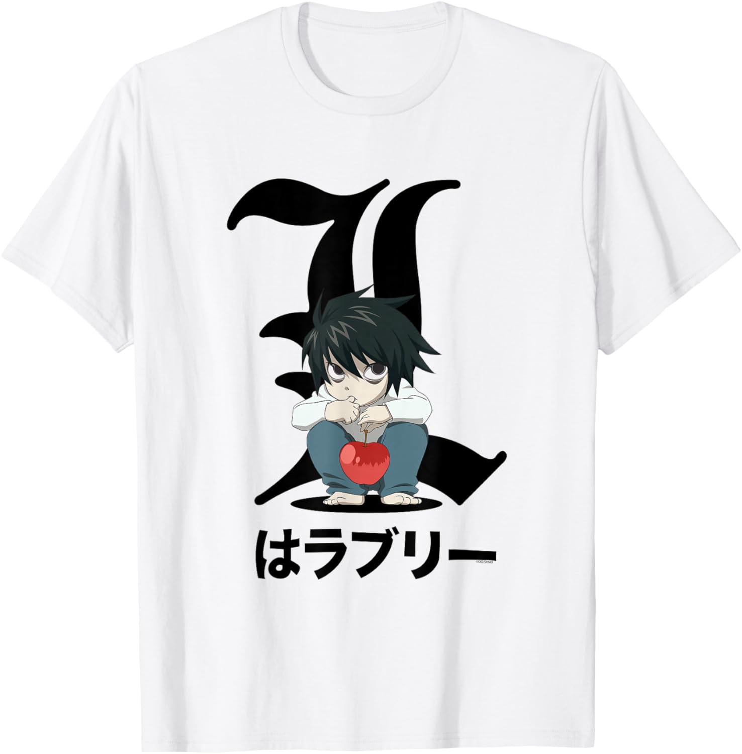 Death Note Crouching Chibi L Anime T-Shirt Cotton Short Sleeve Crew ...