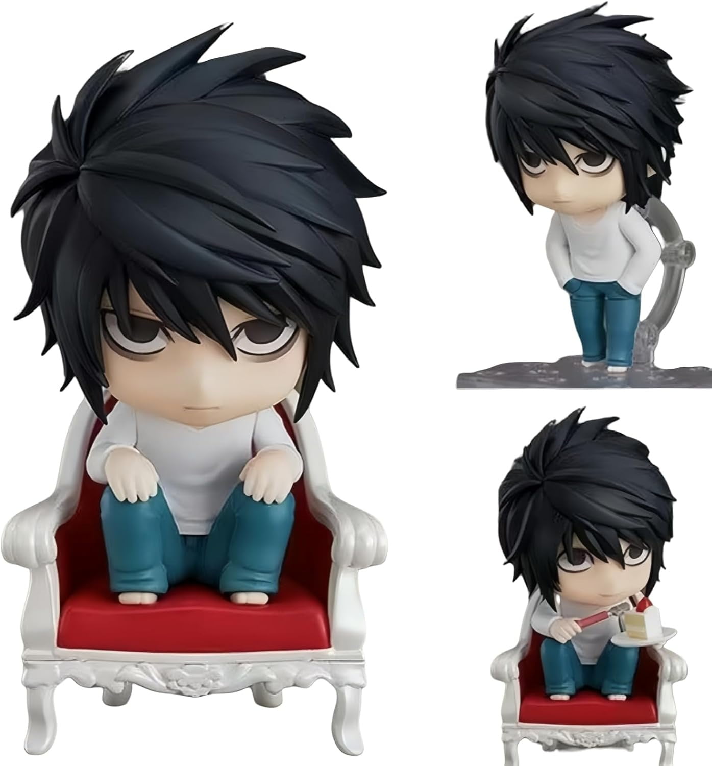 Death Note Figure Poseable L Collectible with Black Hair, White Shirt ...