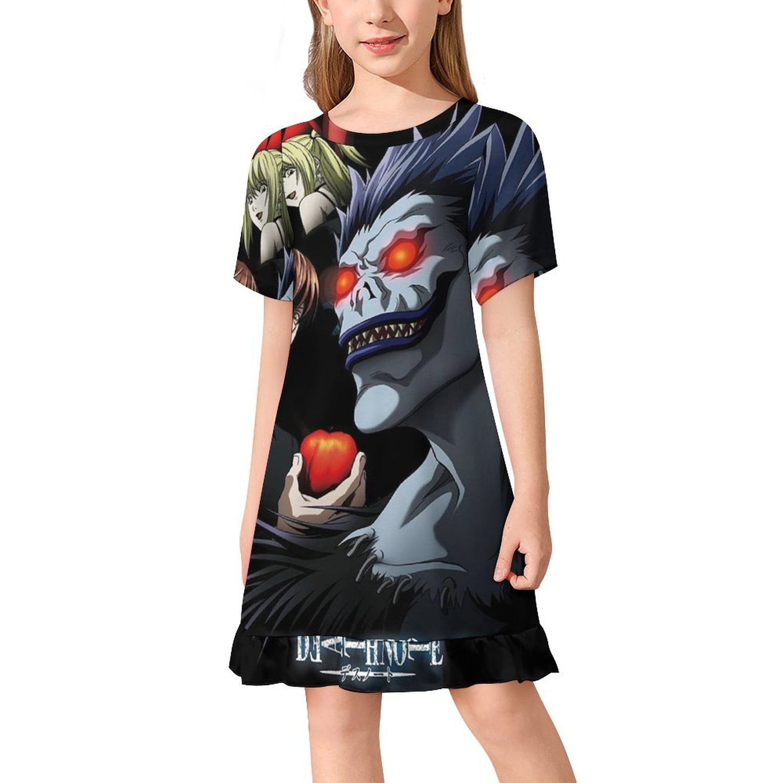 Death Note Girls Short Sleeve Dress Casual Playwear Dress Kids Crew ...