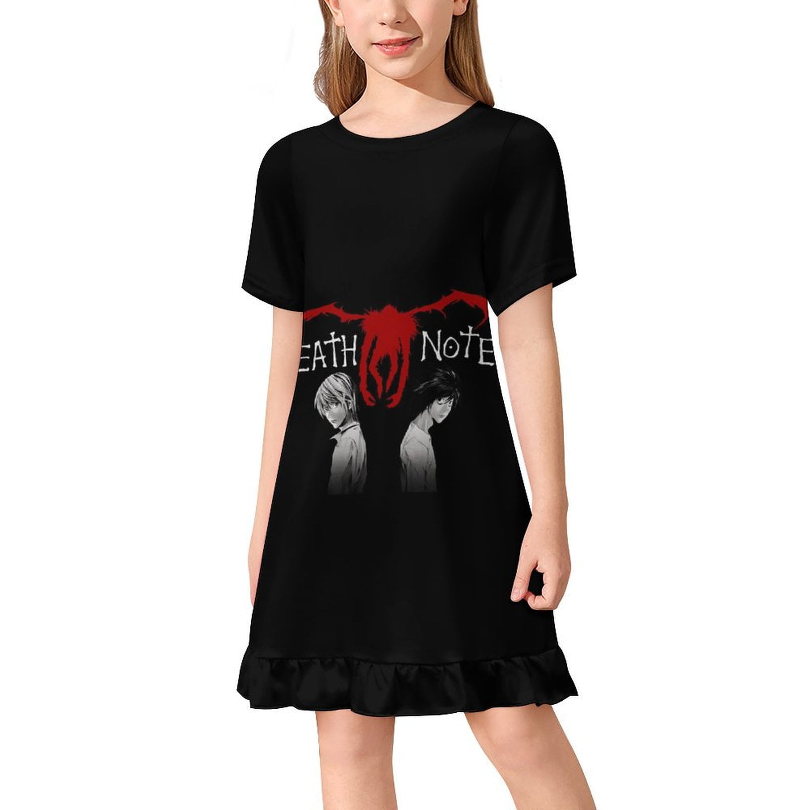 Death Note Girls Short Sleeve Dress Casual Playwear Dress Kids Crew ...