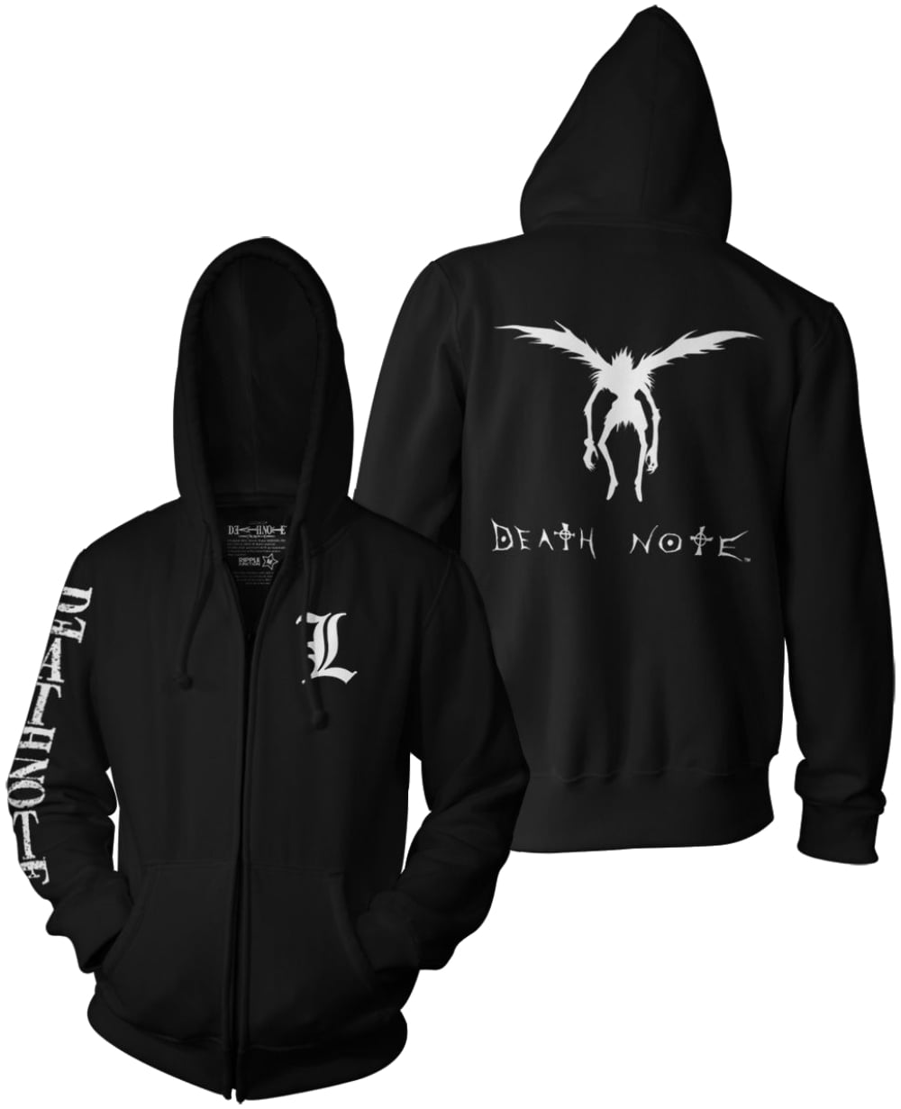 Death Note L Chest Logo with Sleeve Print and Ryuk Anime Adult Full Zip ...