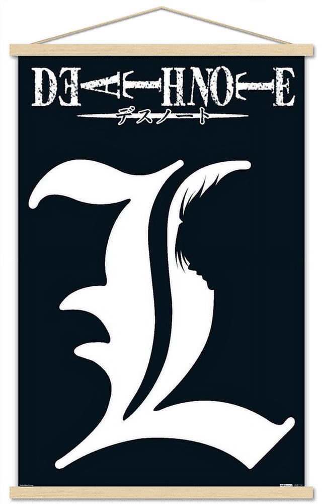 Death Note - L Symbol Wall Poster with Wooden Magnetic Frame, 22.375" x ...