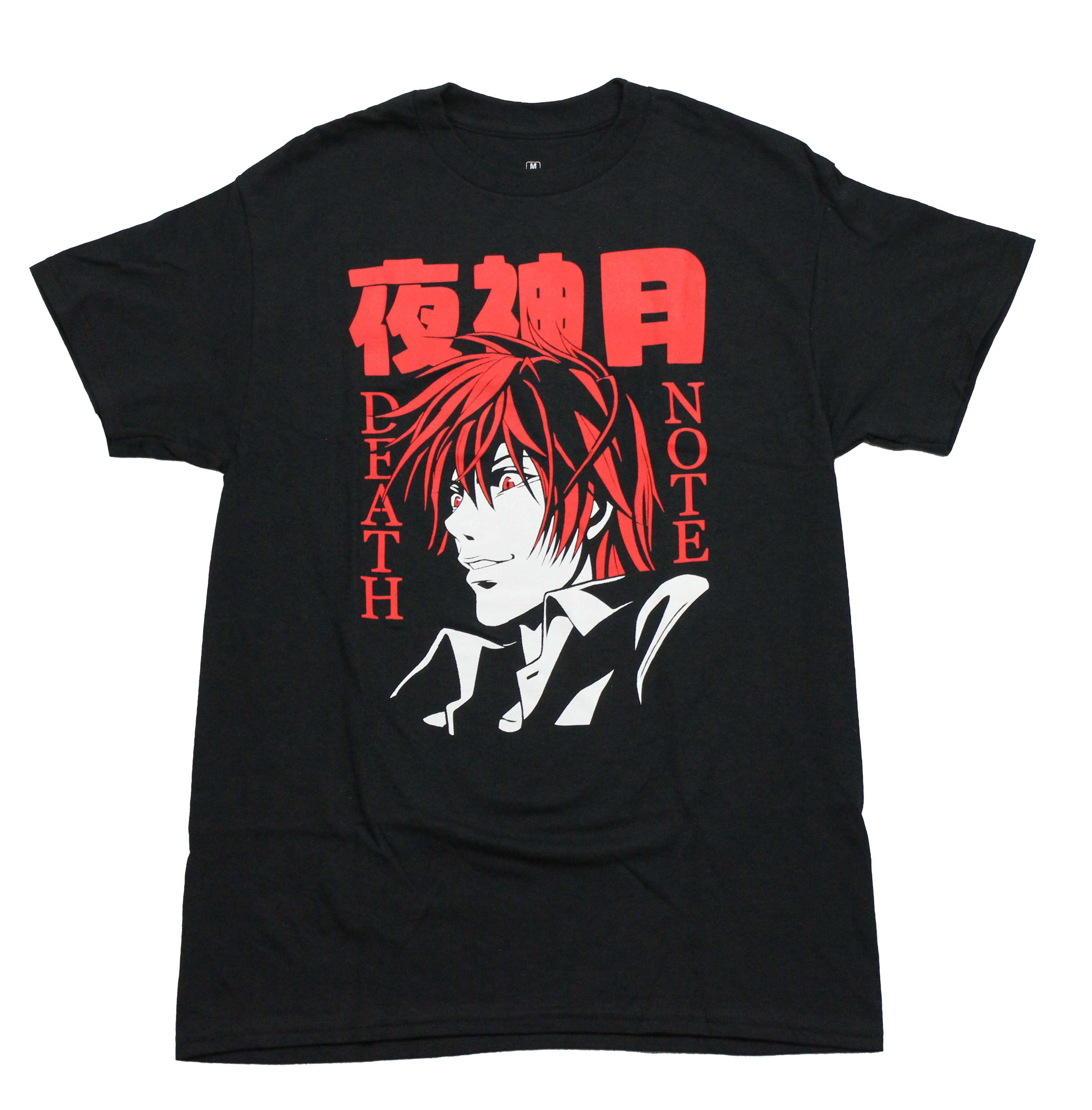 Death Note Mens T-Shirt - Kira Under Red Kanji facing "Death" logo ...