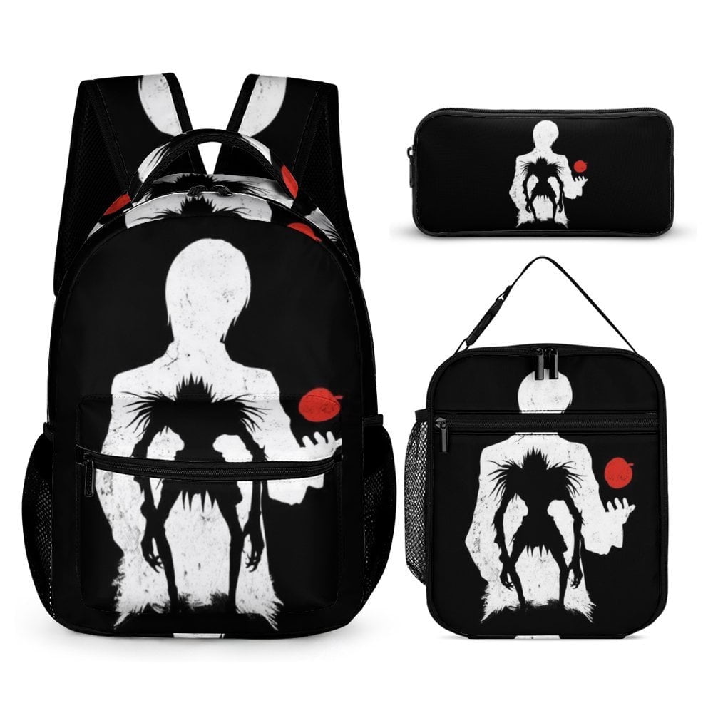 Death Note Ryuk 3PCS Casual Backpack Set Bookbag + Pencil Case + Lunch ...