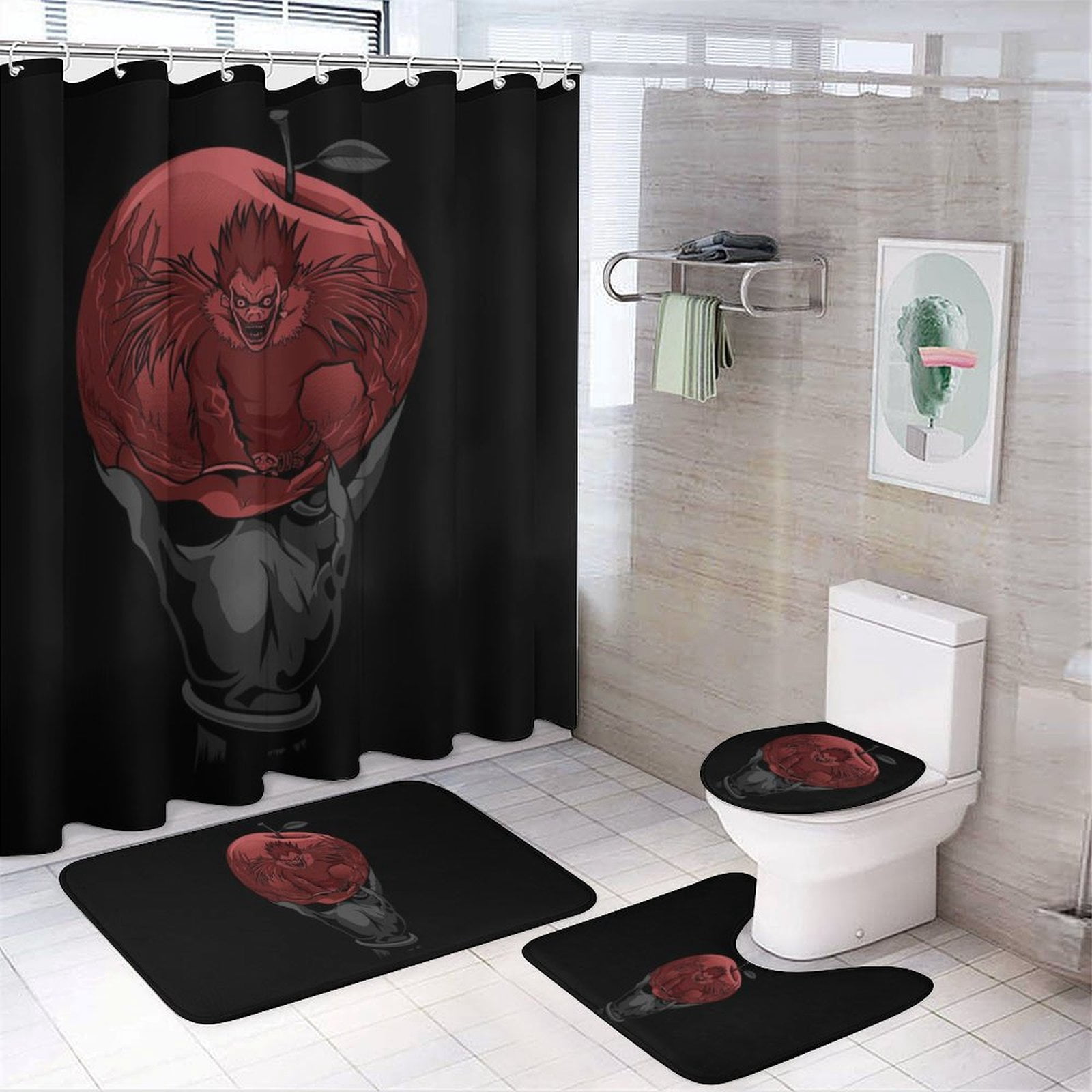 Death Note Ryuk 4PCS Bathroom Sets Shower Curtain Sets with Toilet Lid ...