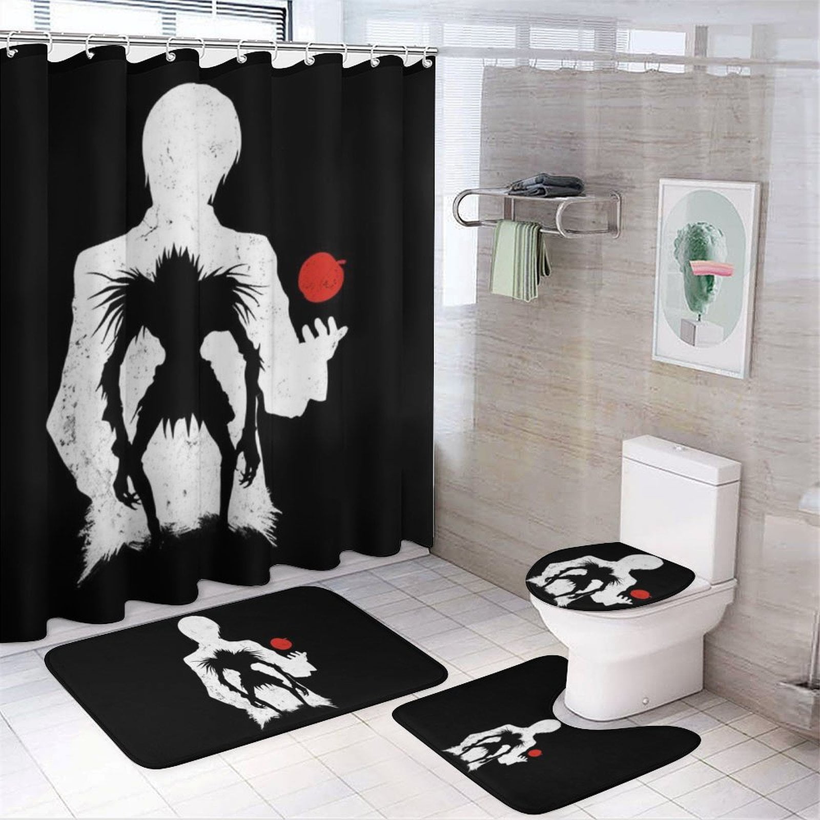 Death Note Ryuk 4PCS Bathroom Sets Shower Curtain Sets with Toilet Lid ...