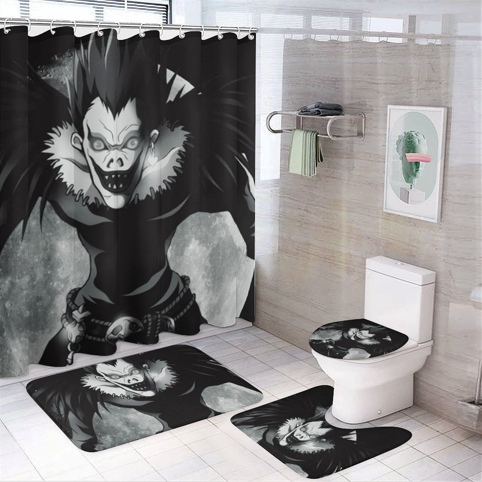 Death Note Ryuk 4PCS Bathroom Sets Shower Curtain Sets with Toilet Lid ...
