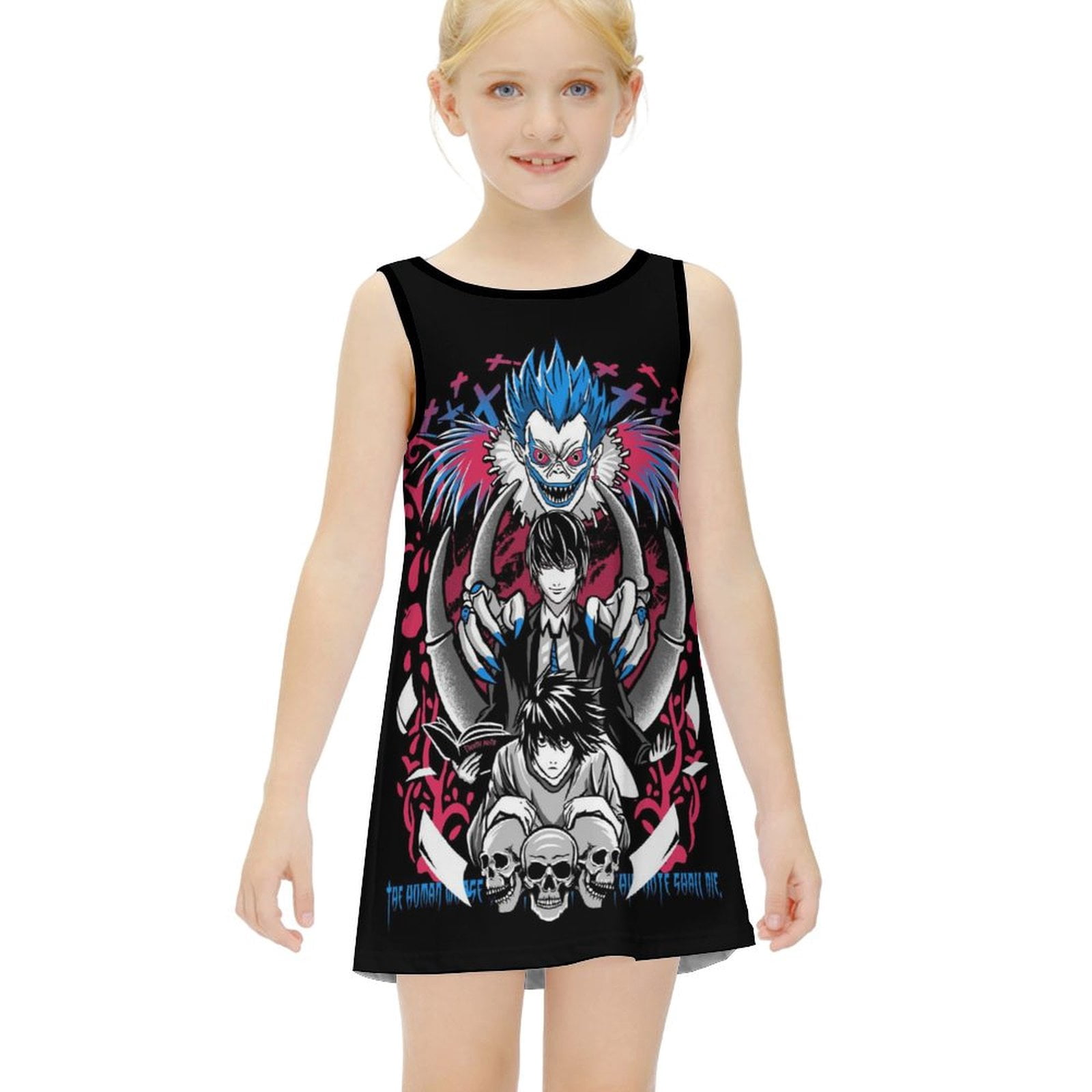 Death Note Ryuk Girls Sleeveless Dress Casual Playwear Dress Kids Crew ...
