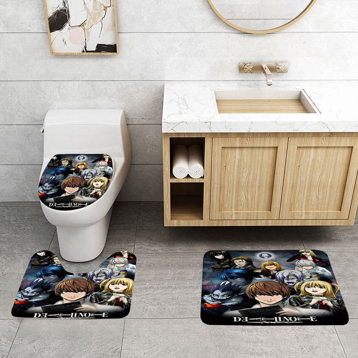 Death Note floor mat and toilet set is durable, machine washable, and ...