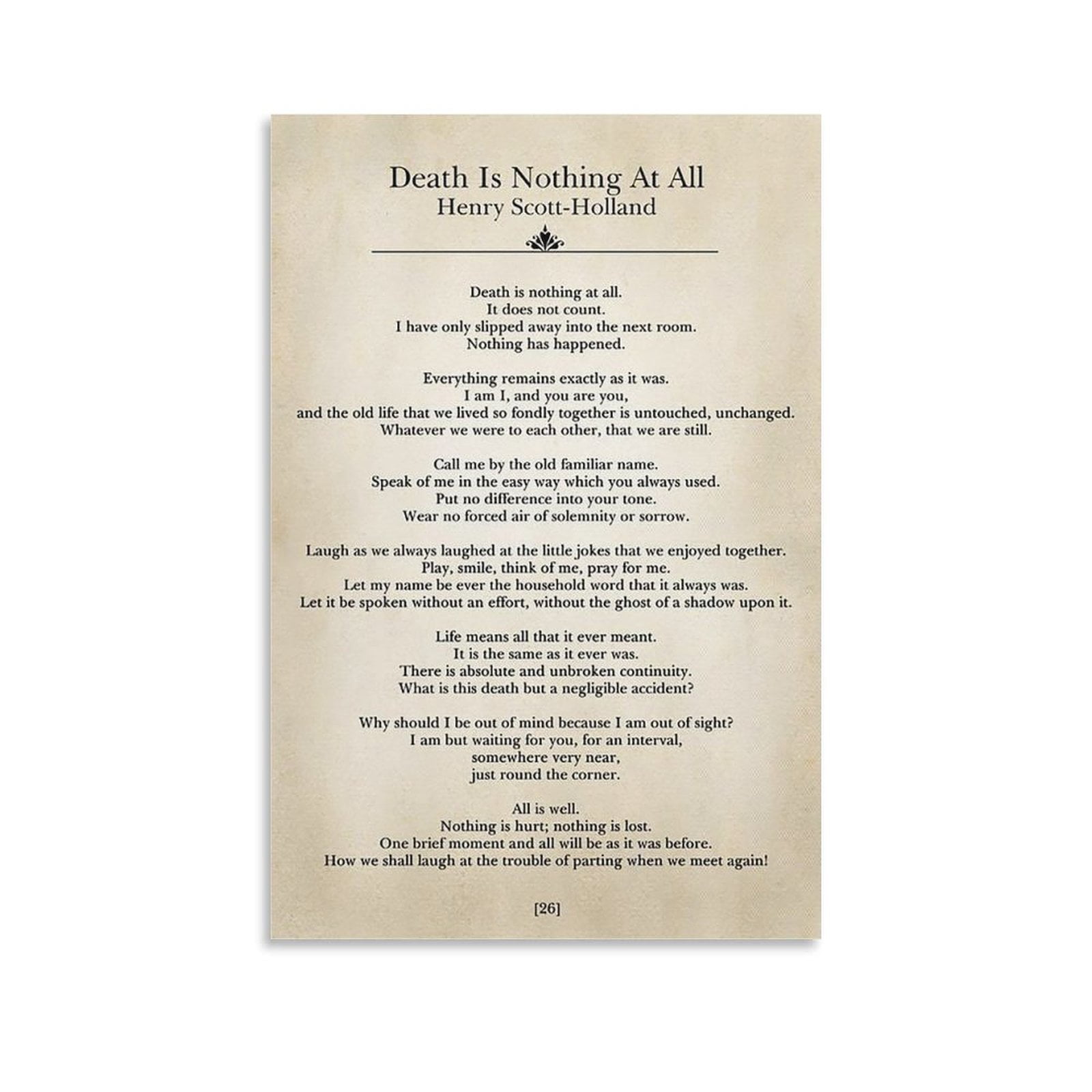 Death Is Nothing at All Henry Scott-Holland Print Photo Art Painting ...
