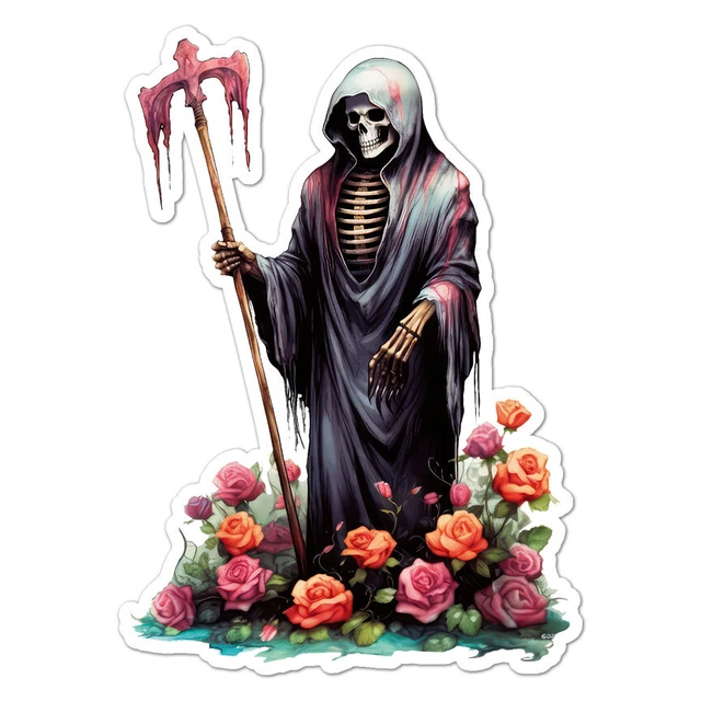 Death Reaper Roses Sticker Indoor Outdoor Phone Decal Water Bottle ...