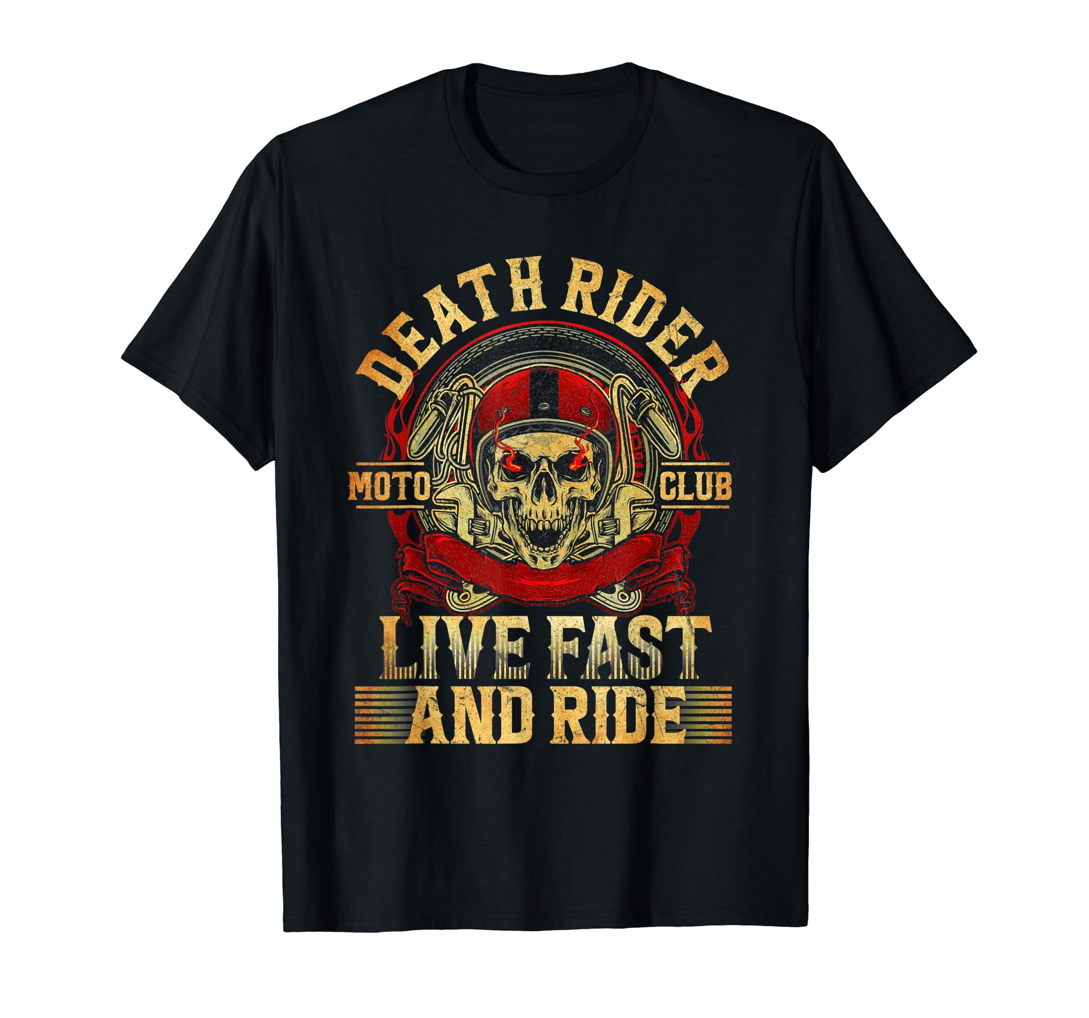 Death Rider Chopper Skull | Biker motorcycle retro vintage T-Shirt ...