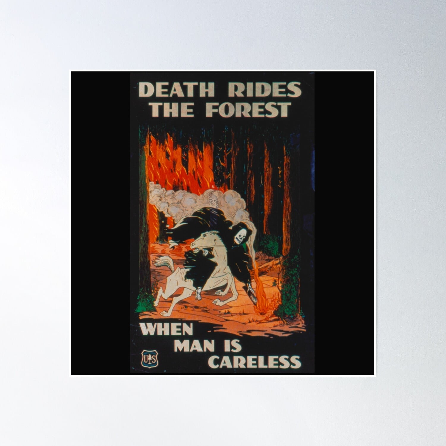 Death Rides The Forest When Man Is Careless Poster Wall Art, Modern Wall Decor, 30x30 UNFRAMED ...