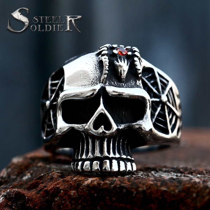 Death Skull Ring for Men Stainless Steel Jewelry Biker Rings Scary ...