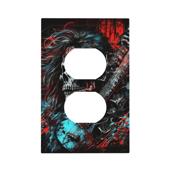Death Skull Rock Heavy Metal Music Duplex Wall Plate 1 Gang Decorative ...