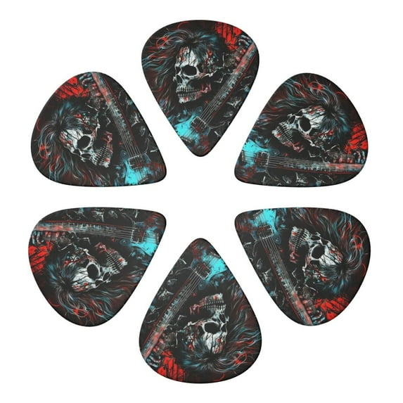 Death Skull Rock Heavy Metal Music Guitar Pick 6 Pack for Bass Acoustic ...