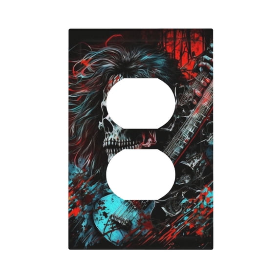 Death Skull Rock Heavy Metal Music Light Switch Cover Decorator Duplex ...