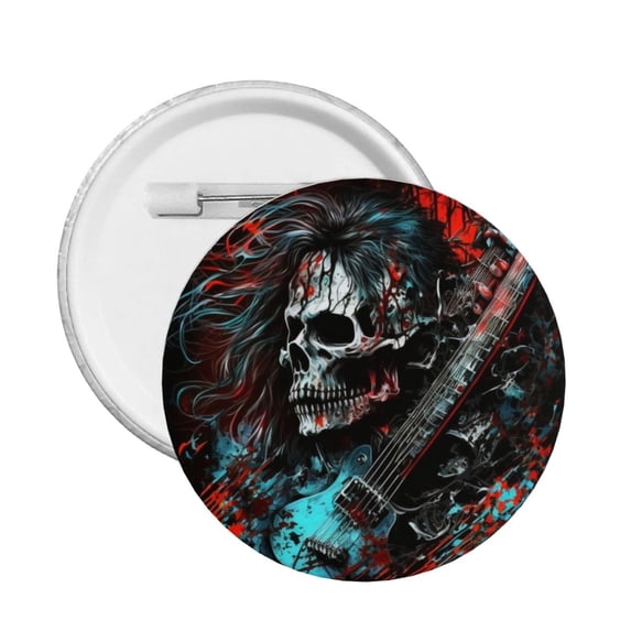 Death Skull Rock Heavy Metal Music Round Button Pin Badge 5PCS Pinback ...