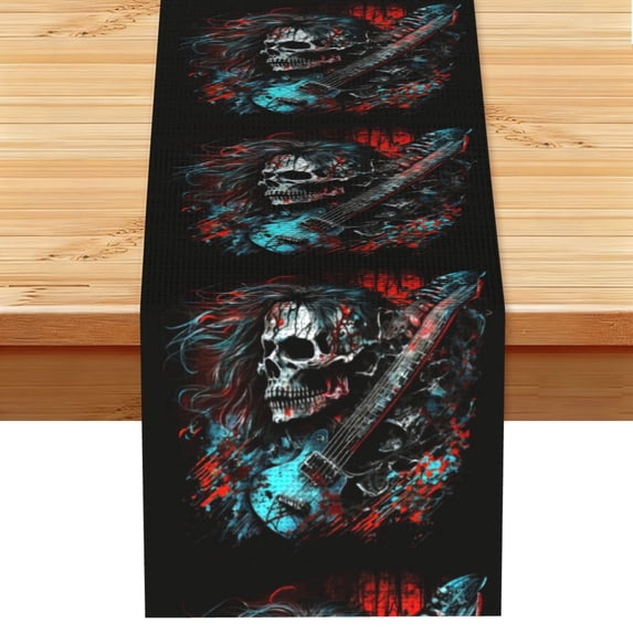 Death Skull Rock Heavy Metal Music Table Runner 13x72 Inch for Dining ...